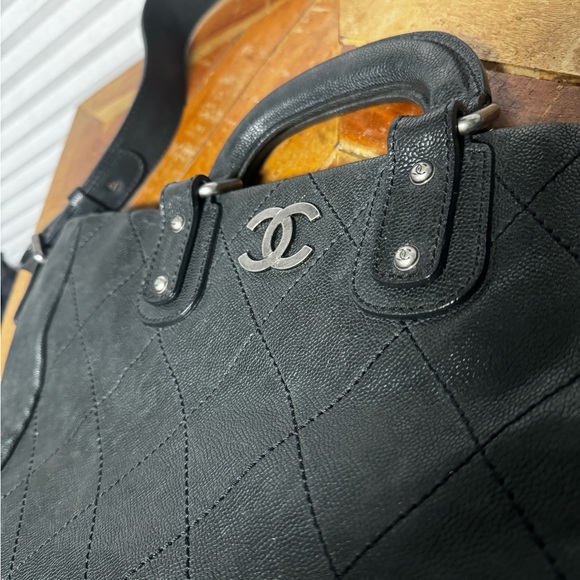 CHANEL | Bags | Chanel Wild Stitch Caviar Leather Tote With Chain ...